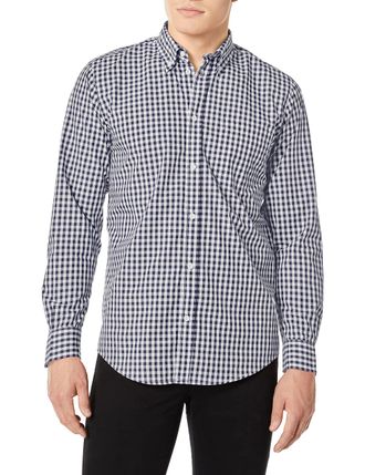 Chef Works Herrenhemd mit Gingham-Muster, Dunkelmarineblau mit Karomuster, 3X-Groß