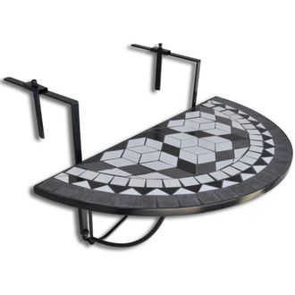 vidaXL Balkonh&auml;ngetisch Mosaik Schwarz und Wei&szlig; vidaXL
