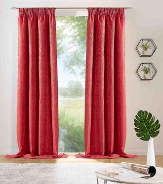 Deco Home Brillant | Blickdichte Vorhänge mit Kräuselband, Meliert, Moderne Marmoroptik, 2er Set, 140x245 | Rot