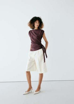 Mango Top asym&eacute;trique naud lie de vin - Femme - XS - MANGO