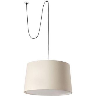 Faro Barcelona Faro Windsor Suspension cylindrique noire, lin, avec pince, 3 ampoules E27
