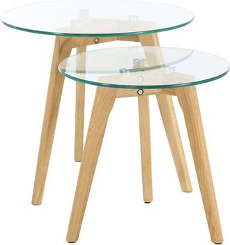 M&S Collection M&s - Lot de 2 tables gigognes 50 et 40 cm en verre et bois