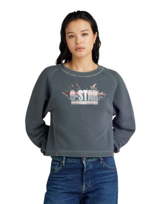 G-Star G-Star RAW Damen Overdyed Merch Loose Sweatshirt, Schwarz (dk Black gd D24406-D575-B564), M