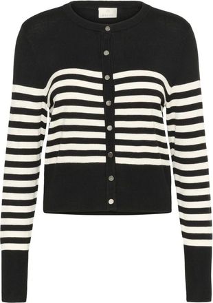 Kaffe Femme, Pulls, Noir, Taille: 44 FR Cardigan Rayé Noir/Turtledove Half Stripe