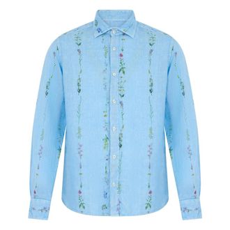 120% Lino Homme, Chemises, Bleu, Taille: M Chemise &agrave; manches longues