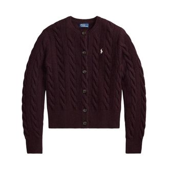Polo Ralph Lauren Cardigan en maille torsad&eacute;e - Femme - Pulls - Violet - Taille: 36 FR
