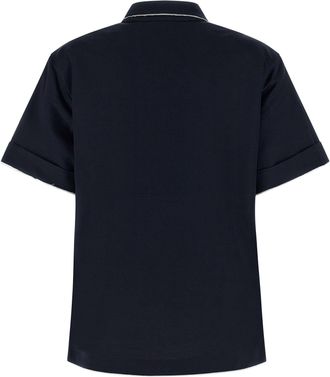 Prada Double-Layer Cotton Polo Shirt - Navy
