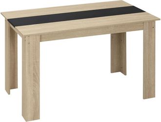 HOMCOM Homcom - Table &agrave; manger grand plateau 4-6 personnes - dim. 120L x 69l x 75H cm - panneaux noir aspect ch&ecirc;ne clair