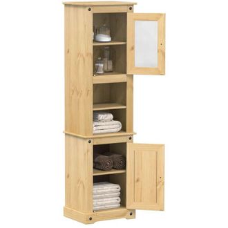 vidaXL Vidaxl - Armoire de salle de bain Corona 50x40x185 cm en bois de pin massif - Poign&eacute;es en m&eacute;tal - Fixation murale incluse pour s&eacute;curit&eacute;