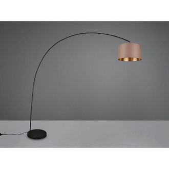 Trio Bogenleuchte mansur Metall Schwarz Stoff Lampenschirm Taupe, 210cm hoch