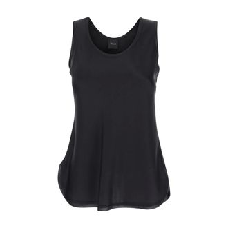 Plaîn Plain, Femme, Tops, Noir, Taille: 42 FR Débardeur à col rond en satin