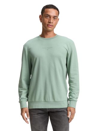 Tom Tailor Herren 1047784 Crewneck Sweatshirt mit Logo-Print, 22577-Dust Green, L