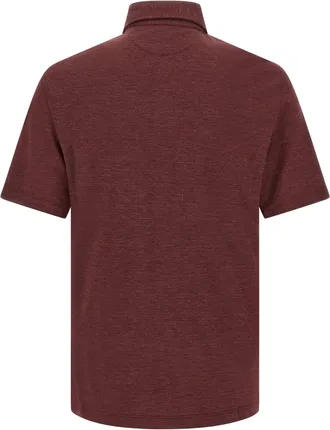 Brunello Cucinelli French Collar Piqu&eacute; Polo Shirt - Burgundy