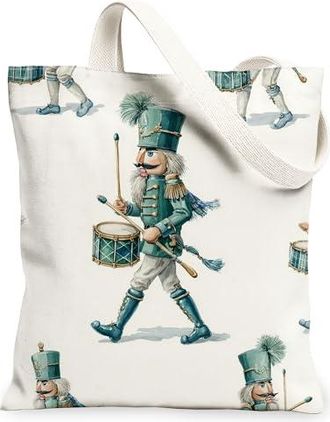 Generic Sacs fourre-tout en toile motif casse-noisette, sacs d&eacute;picerie r&eacute;utilisables, vintage, l&eacute;gers, lavables avec bandouli&egrave;re, Beige, 13x15 Inch