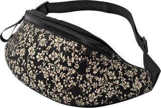 Generic Multifunktionale Brusttasche Schwarzer Blumendruck Lauftasche Brusttasche Bauchtasche F&uuml;r Fitness Fahrrad Reisen 14X35Cm