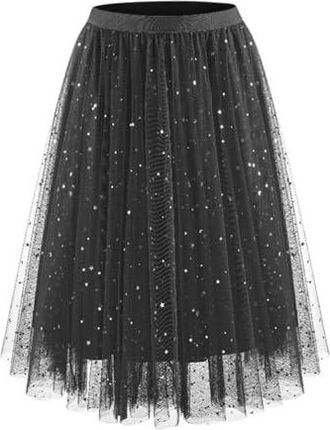 Generic Jupe midi de maternit&eacute;, noire, coupe trap&egrave;ze, en maille, taille haute &eacute;lastique, jupe dHalloween pour gar&ccedil;on 2, Noir, XL