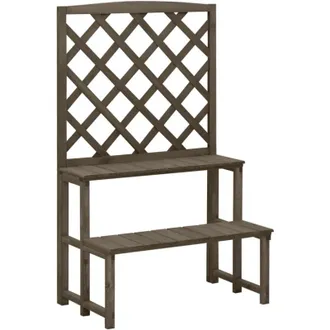 vidaXL Blumentreppe mit Rankgitter Grau 70x42x115cm Massivholz Tanne Vidaxl