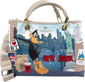 Braccialini Femme, Sacs, Multicolore, Taille: ONE Size Cartoline Handbag New York