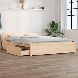 Festnight Bett mit Stauraum Holzbett mit Schubladen 120 x 200 cm - Einzelbett Kiefer Natur Type-7