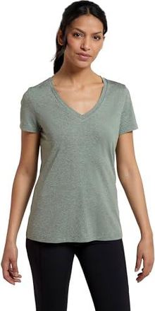 Mountain Warehouse T-Shirt Vitality à col en V Femme - Léger et Respirant - évacue Fortement la Transpiration - Facile dentretien - pour Voyages, Gym, Plein air Kaki 46