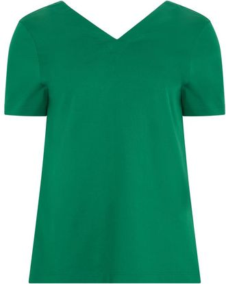 Herno Femme, Blouses et Chemises, Vert, Taille: 38 FR T-shirt chic &agrave; col en V en jersey de coton