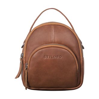 STILORD Polina Frauen Mini Daypack Leder XS City Backpack Tagesrucksack Klein Leder Stadtrucksack Kleine Handy Schultertasche Damen Casual Bag, Farbe:toretto 