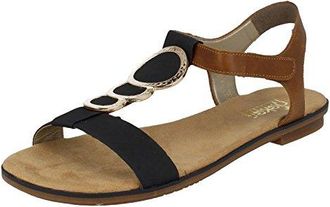 Rieker Femme Sandales 64278,Dame Sandale &agrave; lani&egrave;res,Spartiates,Sandales Gladiator,Chaussures d&eacute;t&eacute;,Confortables,Pazifik/Amaretto / 16,40 EU / 6.5 UK