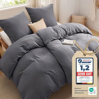 Bedsure Bettw&auml;sche 135x200 4teilig Bettbezug - Weiche Baumwoll&auml;hnlich Bettw&auml;sche-Set 135 x 200 cm 2er Set mit 2 Kissenbez&uuml;ge 80x80 cm, &Ouml;KO-TEX Deckenbezug Bed