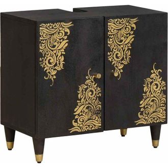 vidaXL Waschbeckenunterschrank mit Speicher Schwarz 62 x 33 x 58 cm vidaXL