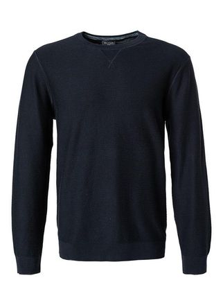Olymp Herren Pullover blau Baumwolle unifarben