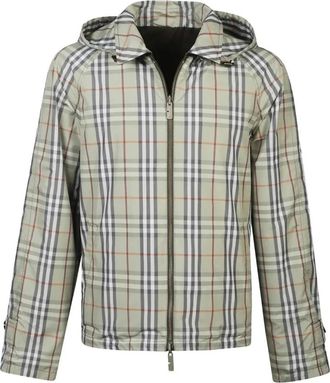 Burberry Homme, Vestes, Multicolore, Taille: XL Veste en coton &agrave; carreaux r&eacute;versible