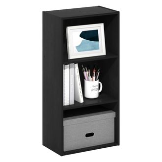 Furinno Luder 3-stufiges Bücherregal mit offenem Regal, Schwarzholz, Schwarzes Holz