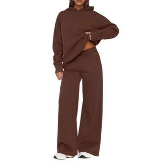 Generic Ensemble 2 pi&egrave;ces pour femme - Tenue d&eacute;contract&eacute;e - Sweat &agrave; manches longues - Pantalon de surv&ecirc;tement &agrave; jambe large - Ensemble de v&ecirc;tements de d&eacute;tente