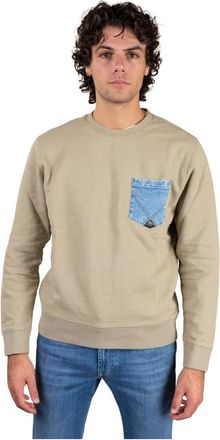 Roy Rogers Homme, Sweatshirts et sweats &agrave; capuche, Beige, Taille: S SweaT-shirt ras du cou avec poche