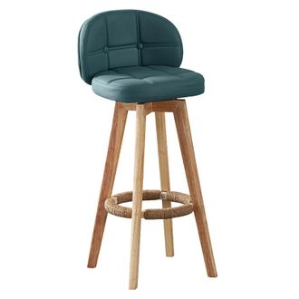 Generic 28 Zoll hoher Barhocker, drehbarer Ledersessel mit gepolsterter R&uuml;ckenlehne und Sitzfl&auml;che, Beine aus massivem Gummibaumholz, runde Fu&szlig;st&uuml;tze, K&uuml;cheni