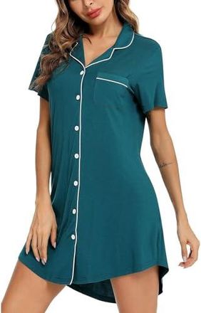 Generic Robe de chambre chaude et légère pour femme - Robe boutonnée à manches courtes - Vêtements de nuit printemps été vêtements de nuit simples - Peignoir 