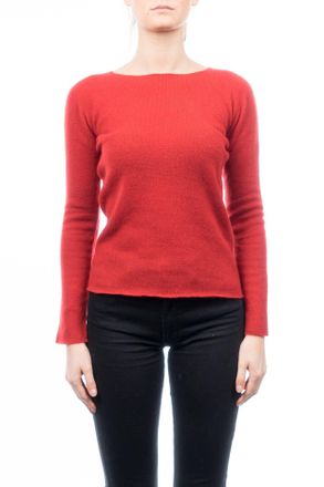 DALLE PIANE CASHMERE Rundhalsausschnitt 100% Kaschmir, Made in Italy - Damen, Farbe: Rot, Größe: XL