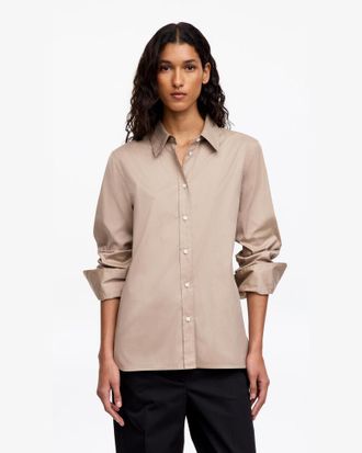 Arket Schmales Hemd Aus Baumwolle Mit Stretch -Beige