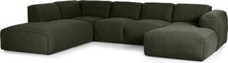Studio Copenhagen home24 Wohnlandschaft Gr&uuml;n Webstoff Saia 325 x 71 x 235cm Longchair davorstehend rechts / Ottomane links Modern