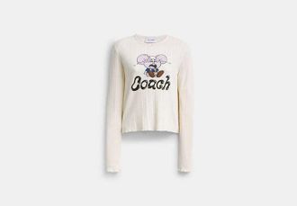 Coach Brain Dead Kachi Maus Lang&auml;rmliges Pointelle-Oberteil Mit Grafik