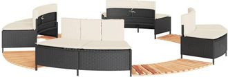 vidaXL Whirlpool-Umrandung Schwarz Poly-Rattan und Massivholz Akazie vidaXL