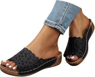 Generic Sandales compens&eacute;es orthop&eacute;diques pour femme - Style d&eacute;contract&eacute; - Bout ouvert - Couleur unie - Sandales orthop&eacute;diques confortables avec soutien de la