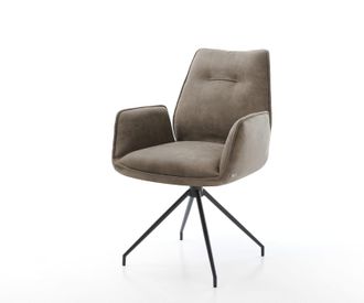 DELIFE Esszimmerstuhl Zoa-Flex Mikrofaser Taupe Vintage Kreuzgestell konisch Schwarz Taschenfederkern, Esszimmerst&uuml;hle