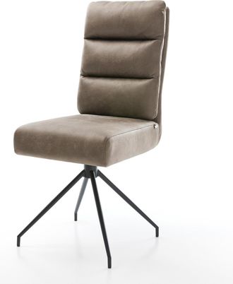 DELIFE Esszimmerstuhl Pela-Flex Mikrofaser Taupe Vintage Kreuzgestell konisch Schwarz Taschenfederkern, Esszimmerst&uuml;hle