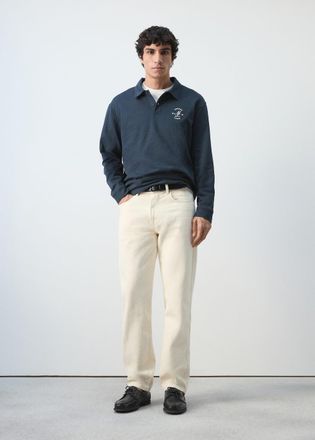Mango Polo 100 % coton brod&eacute; graphique bleu marine - Homme - XXL - MANGO MAN