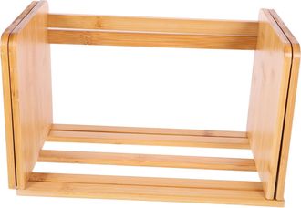 SOLUSTRE Verstellbares Holz Desktop b&uuml;cherregal mit Stabilem Design Multifunktionaler Organizer f&uuml;r CDs B&uuml;cher und Schallplatten Praktisches Aufbewahrungsregal