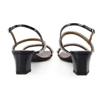 Giuseppe Zanotti Womens Valentiine Crystal 45 Sandals - Giuseppe Zanotti Leather Black Calfskin Shoes