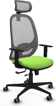 Piqueras y Crespo Schreibtischstuhl mit 1D-Armlehnen, h&ouml;henverstellbarer Lendenwirbelst&uuml;tze und h&ouml;henverstellbarem Kopfteil und Neigungsverstellung, ausgestattet mit Sy