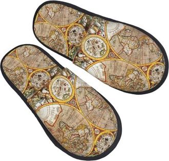 Generic Carte Du Monde Femme Homme Chaussures De Maison Chaud Pantoufles Antid&eacute;rapantes Chaussons Pour Maison Hiver Ext&eacute;rieur L