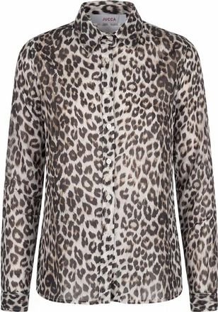 Jucca Femme, Blouses et Chemises, Multicolore, Taille: 38 FR Chemise semi-transparente &agrave; imprim&eacute; l&eacute;opard